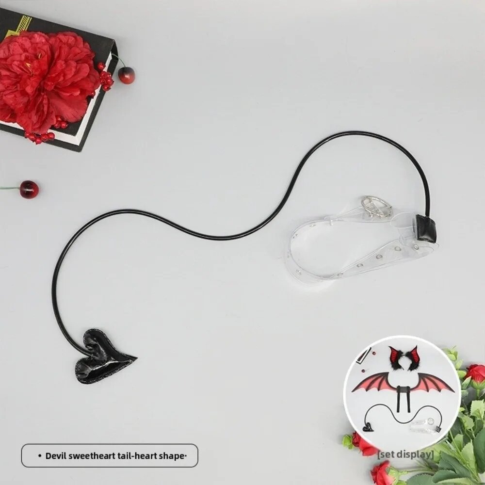Универсальный черный костюм для косплея «Маленький демон» с хвостом сердца, регулируемый реквизит для вечеринки в честь Хэллоуина
