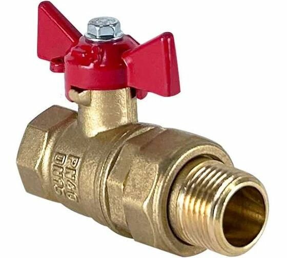 Кран шаровый латунный 11б27ФТ1М с американкой Ду 25 Ру40 Valfex VF.227. LB1.100. N/P59