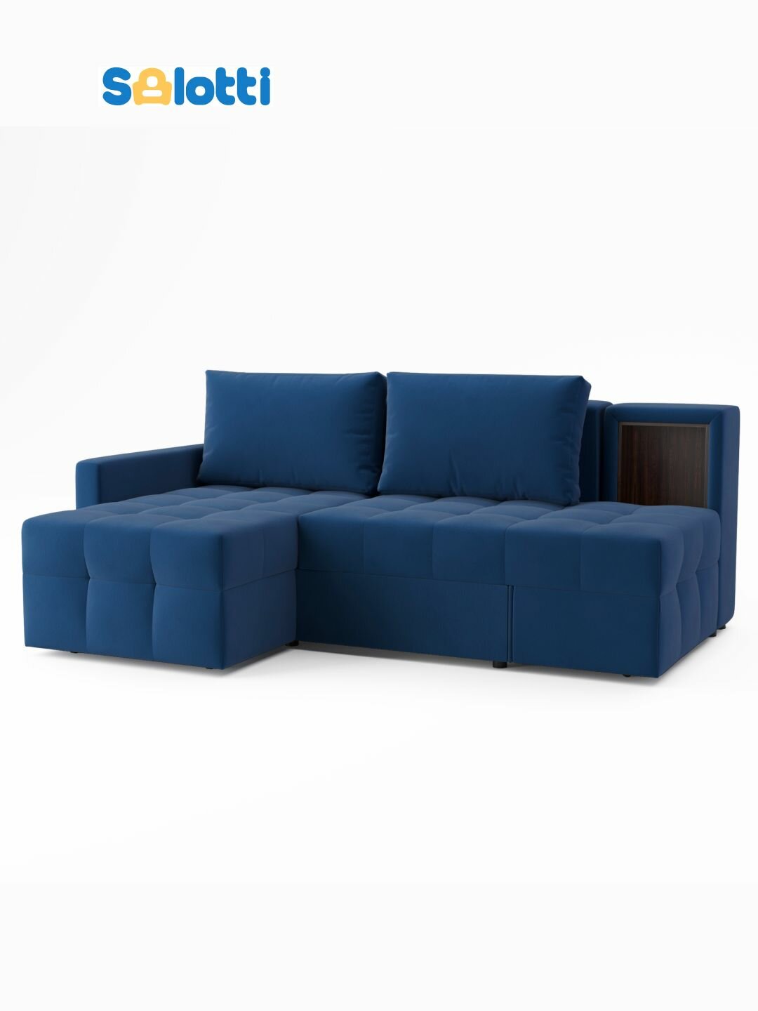 Диван-кровать угловой левый, раскладной Salotti Кельн, велюр Ultra Midnight, синий