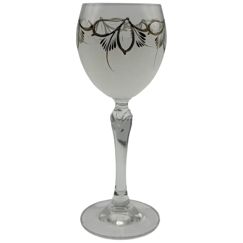 Фужер "Флора" для вина, 150 мл, 17.5 см, стекло, позолота, напыление, 1970-1980 гг, ГДР