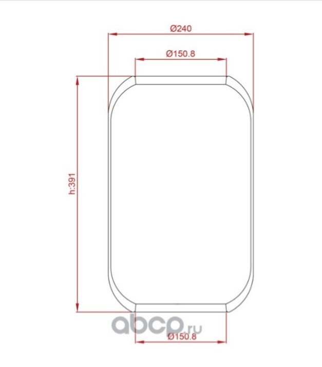 Кожух пневматической рессоры 390-240-150.8 / MAN, Schmitz, VOLVO