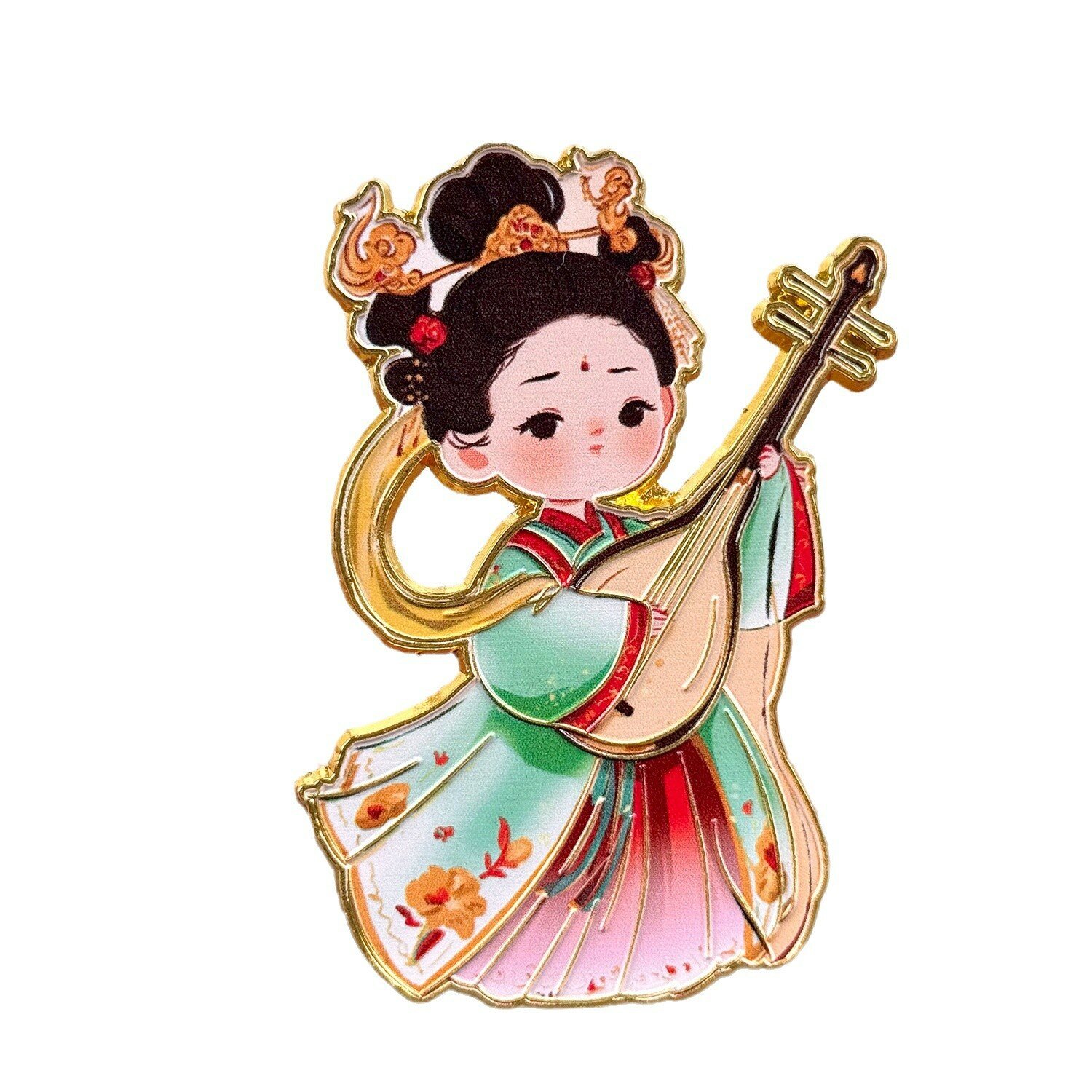 Магнит на холодильник, выполненный в китайском стиле, с изображением милой феи с инструментом пипа. Винтажный магнит на холодильник в китайском стиле. Деревянный магнит с ручной росписью для декора дома, кухни или офиса.