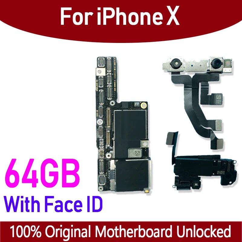 Материнская плата для iPhone X XR XS Max с Face ID 64 ГБ 128 ГБ 256 ГБ 512 ГБ, материнская плата, 100% оригинальная разблокированная материнская плата X-64GB With Face ID