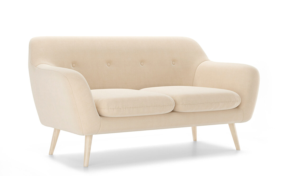 Диван Дайсон двухместный, прямой, велюр Vivaldi 02, цвет светло-бежевый