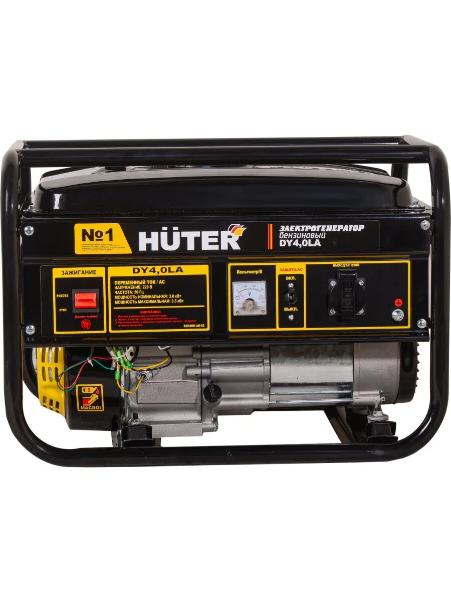 Бензиновый генератор Huter DY4,0LA, 220 В, 3.3кВт, 4-х тактный, АИ-92