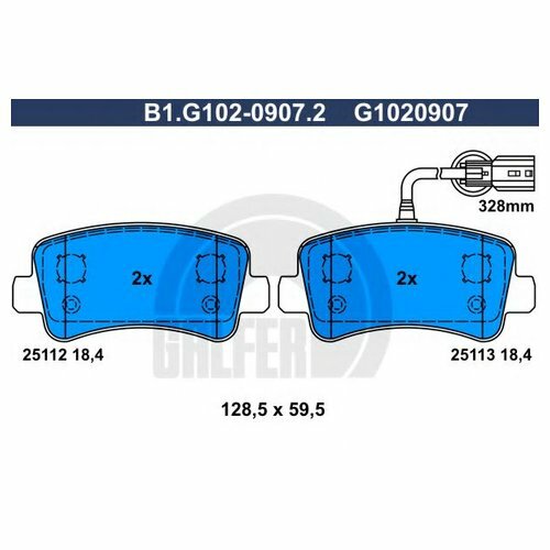 Комплект задних тормозных колодок Galfer B1G10209072 для Nissan NV400 X62 X62B, NV400 C ; Opel MOVANO; Renault MASTER III