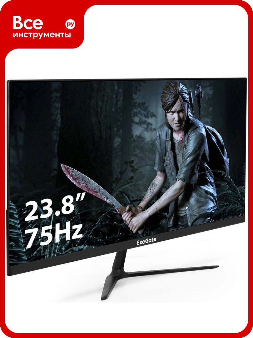 Монитор ExeGate безрамочный с аудио выходом 23.8 SmartView EZ2400TAIPSLEDGradeA+, FHD, 1920x1080@75Гц, 16:9, 250cdm2, 1000:1, 178 178, 5ms, D-Sub, HDMI1.4, DisplayPort, Audio-ou 296282