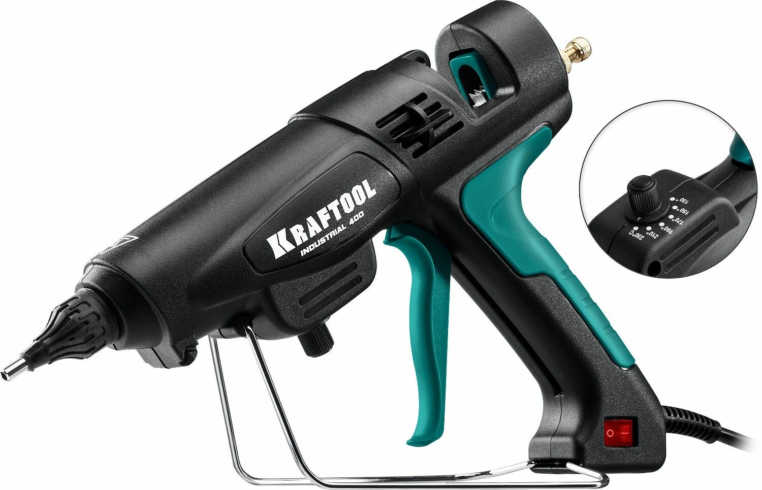 Термоклеевой пистолет KRAFTOOL Industrial, 400 Вт, d 11-12 мм, подача 50 г/мин, t 130-230 C 06843-300-12