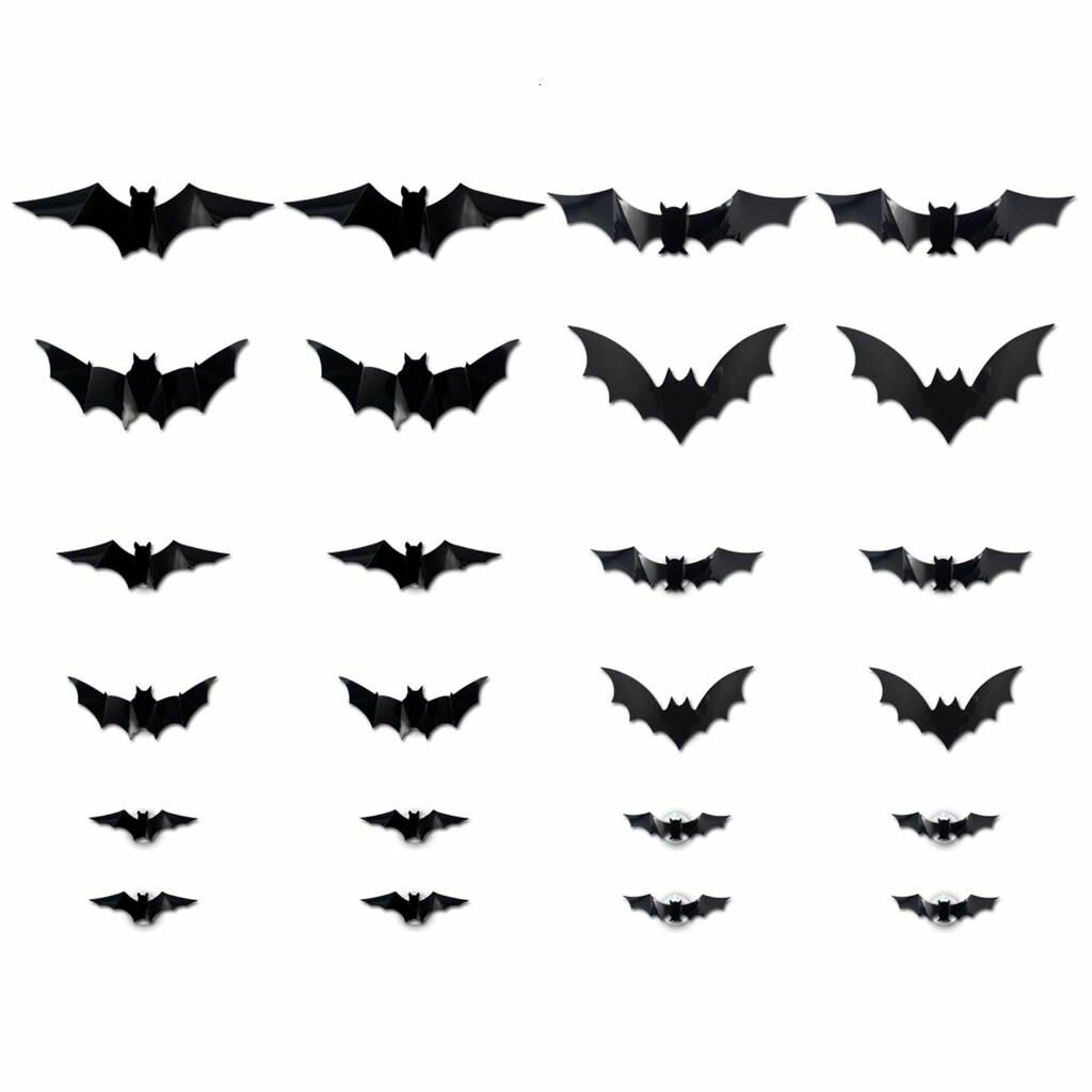 Светящиеся наклейки с летучей мышью и LED подсветкой для окон и стен, 24 летучие мыши