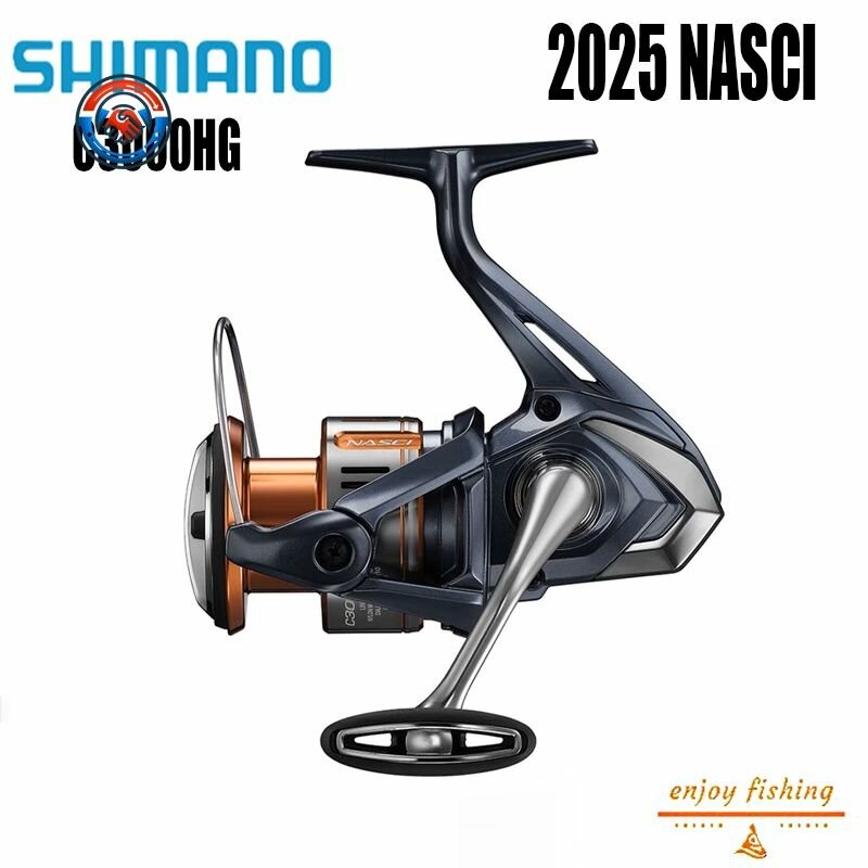 Катушка Shimano Nasci C3000HG 2025, высокоскоростная спиннинговая безынерционная катушка для пресной и солёной воды, плавный фрикцион, точный механизм, лёгкое забрасывание
