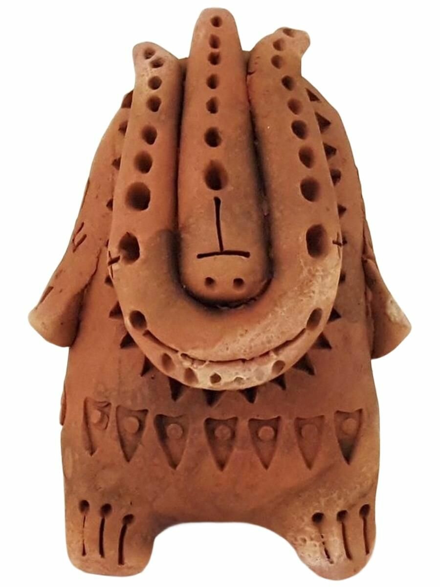 Свисток, Бегемот, Гончарная глиняная игрушка, ручная авторская работа