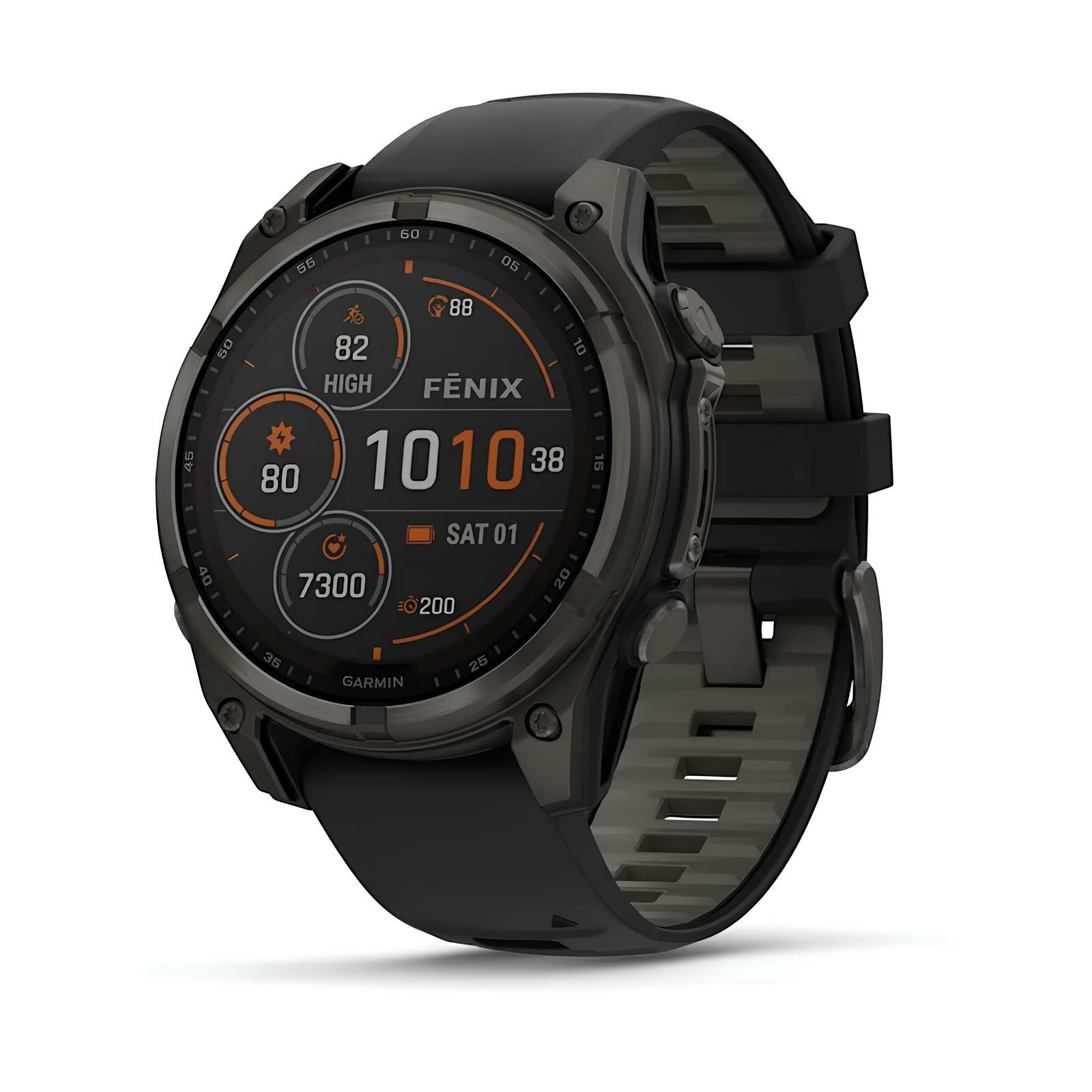 Смарт-часы Garmin Fenix 8 (47 мм) Solar, Sapphire Carbon Gray DLC Titanium with Black/Pebble Gray Silicone, 010-02906-11