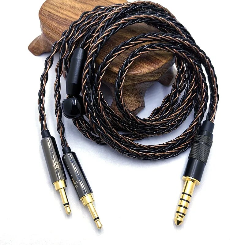 Кабель для наушников 3.5/2.5/4.4 мм, DX2 Brown Black