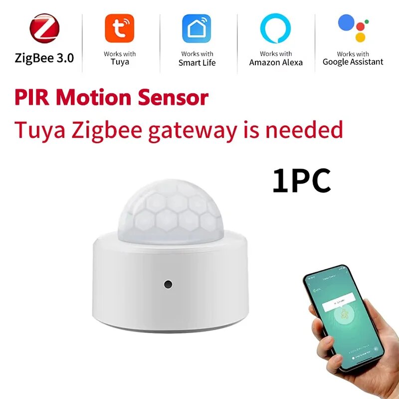Датчик Движения Tuya Zigbee3.0 PIR 2-в-1 С Функцией Обнаружения Света, NO light sensation