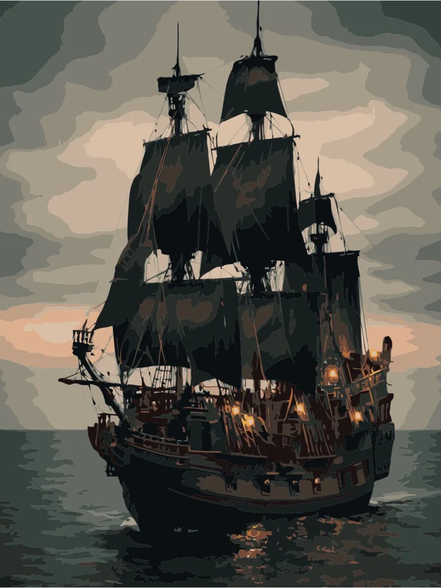 Картина по номерам 30x40 см корабль пиратов