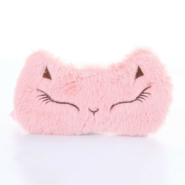 Милая плюшевая маска для сна с розовым котом для детей и взрослых. Мягкая мультяшная маска для сна с изображением мордочки кота. Светонепроницаемая повязка на глаза для сна, дремоты и путешествий.