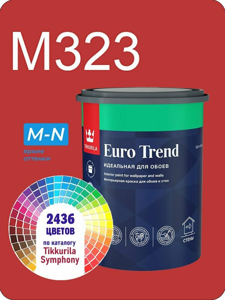 Краска для обоев Tikkurila Euro Trend 0,9л. яркие оттенки M323
