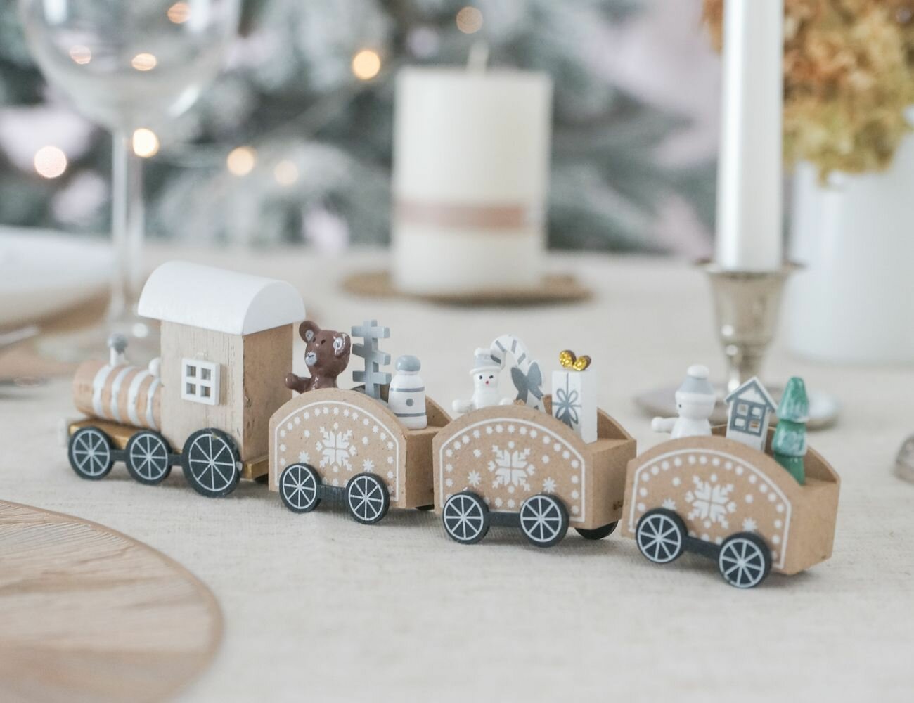 Декоративная композиция паровозик радости, дерево, натуральный цвет, 25х7 см, Koopman International GR9002220-2