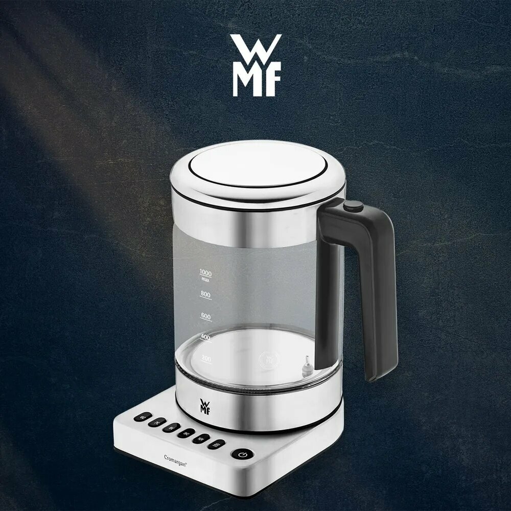 WMF Электрический чайник 413180712, серебристый, черный