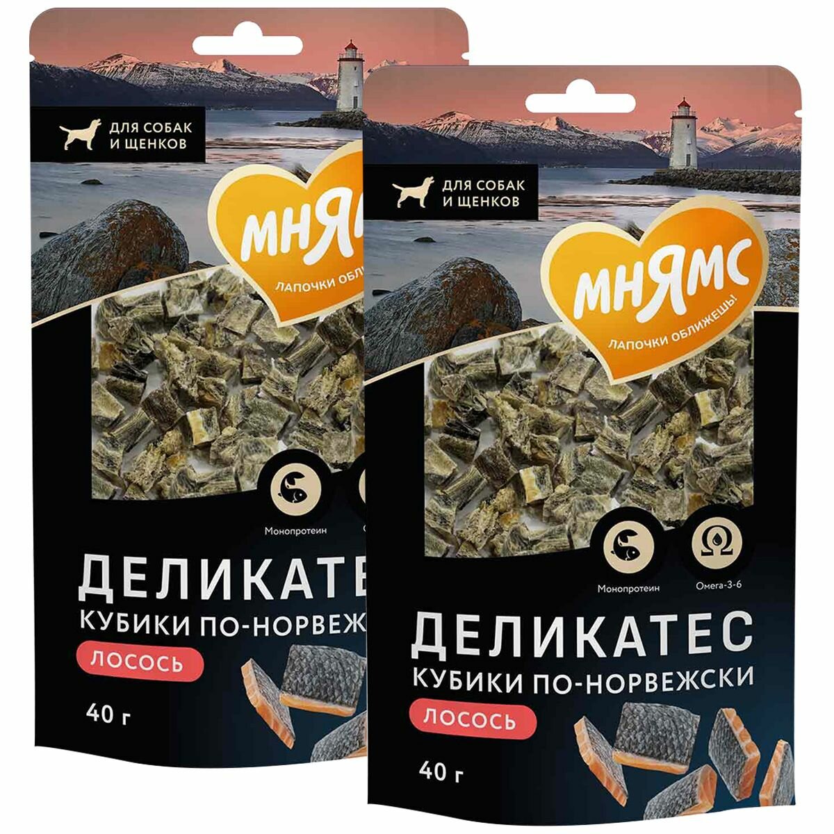 Лакомство Мнямс Деликатес для собак кубики по-норвежски, 40 гр 2 шт