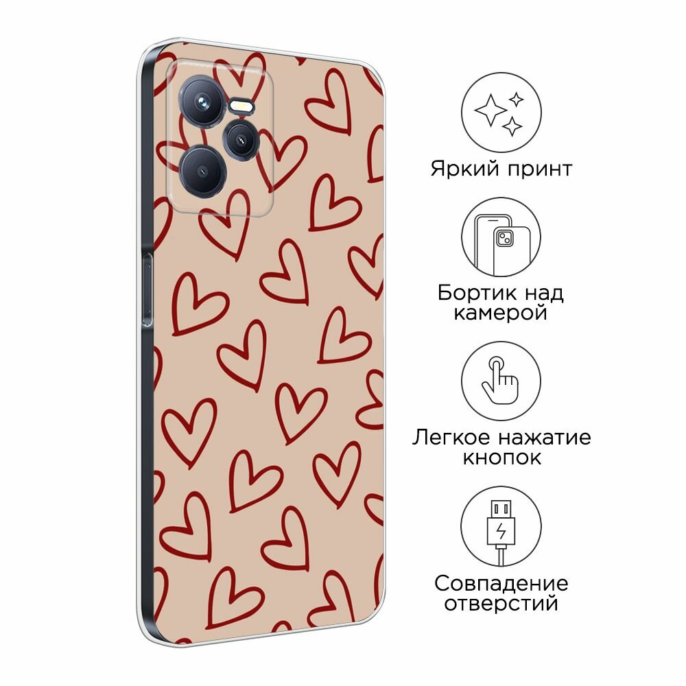 Чехол на Realme C35 / Реалми C35 с принтом "Little hearts doodles 1 - 14 февраля" — фото 1