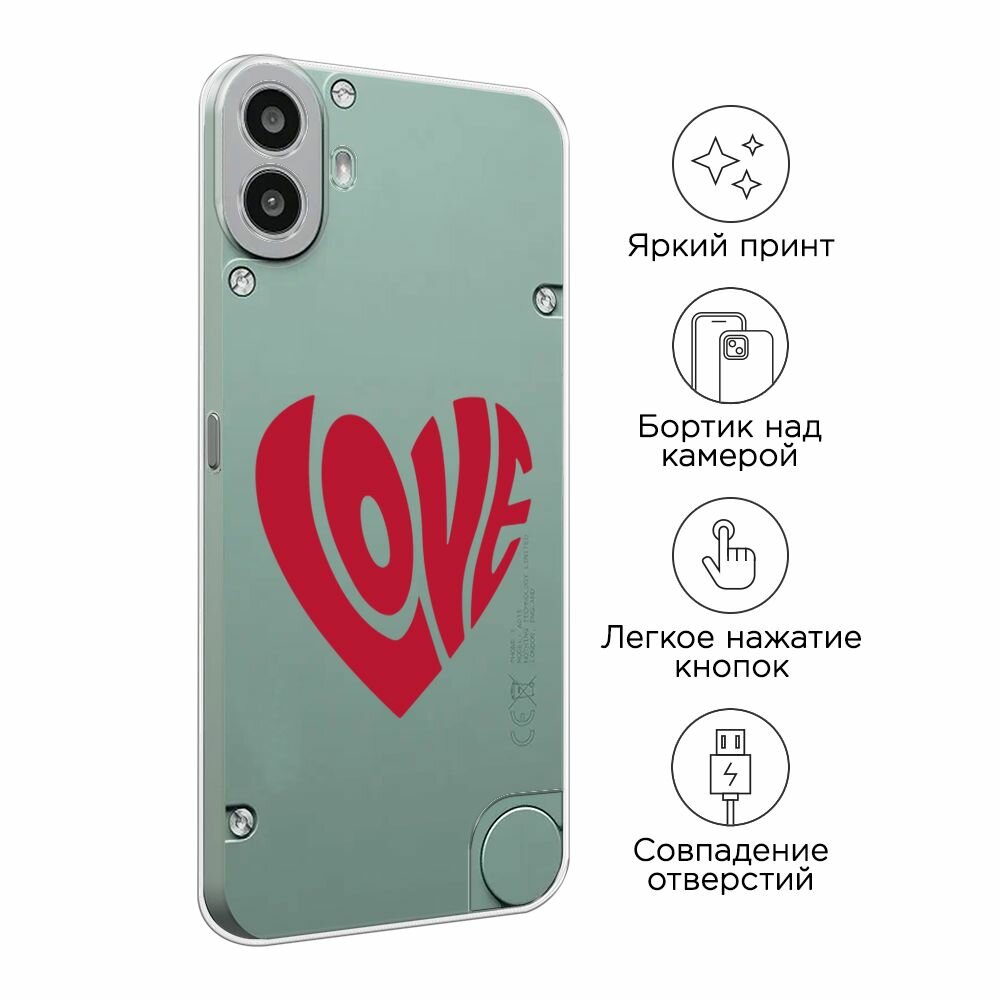 Чехол на CMF Phone 1 / CMF Фон 1 с принтом "Love heart 2 - 14 февраля", прозрачный — фото 1