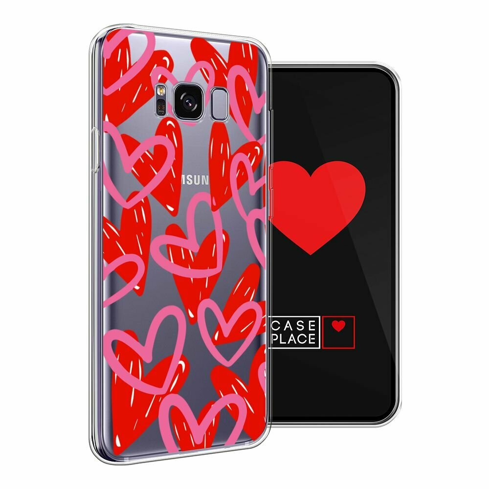 Чехол на Samsung Galaxy S8 + / Самсунг Галакси С8 Плюс с принтом "Hearts doodles - 14 февраля", прозрачный — фото 1