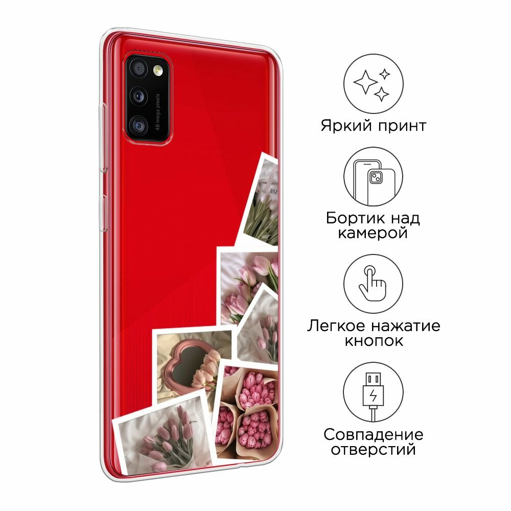Чехол на Samsung Galaxy A41 / Самсунг Галакси А41 с принтом "Весенние фото - 8 марта", прозрачный — фото 1