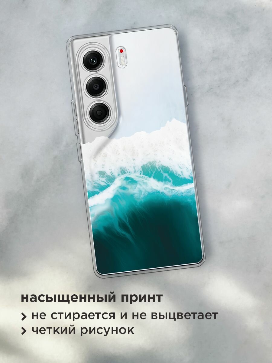 Чехол на Tecno Camon 40 Pro 5G / Текно Камон 40 Про 5G с принтом "Большая волна", прозрачный — фото 1
