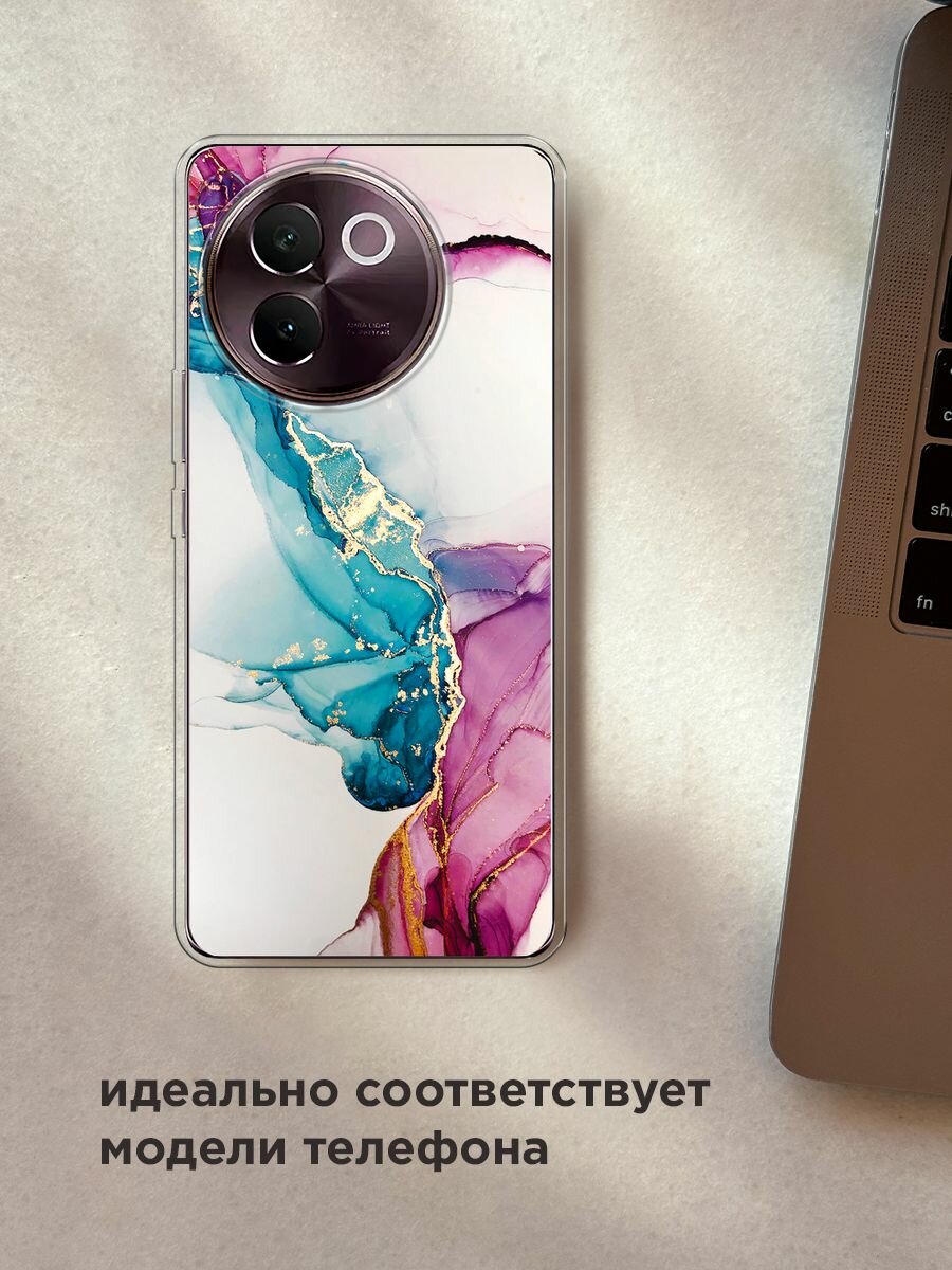 Чехол на Vivo V30e / Виво В30е с принтом "Розовые разводы рисунок" — фото 1