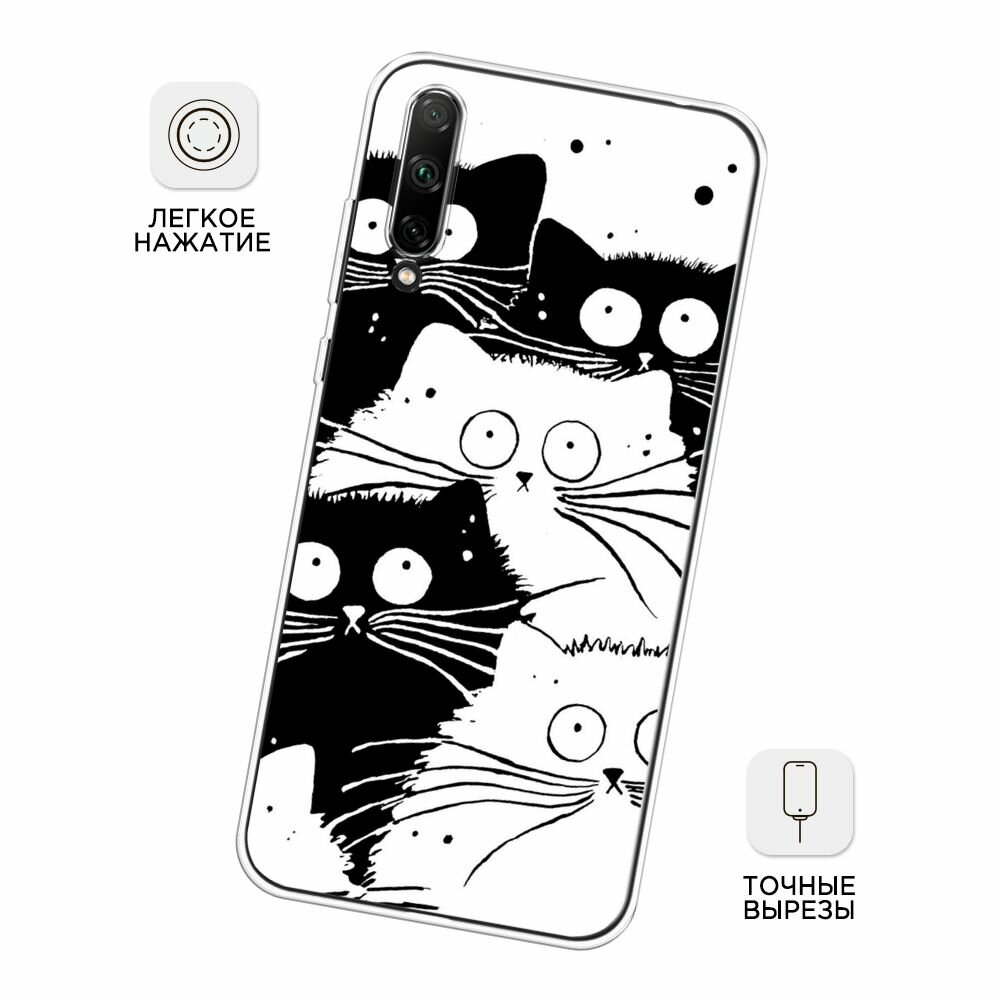 Силиконовый чехол на Honor 30i / Хонор 30i с принтом "Коты черно-белые" — фото 1