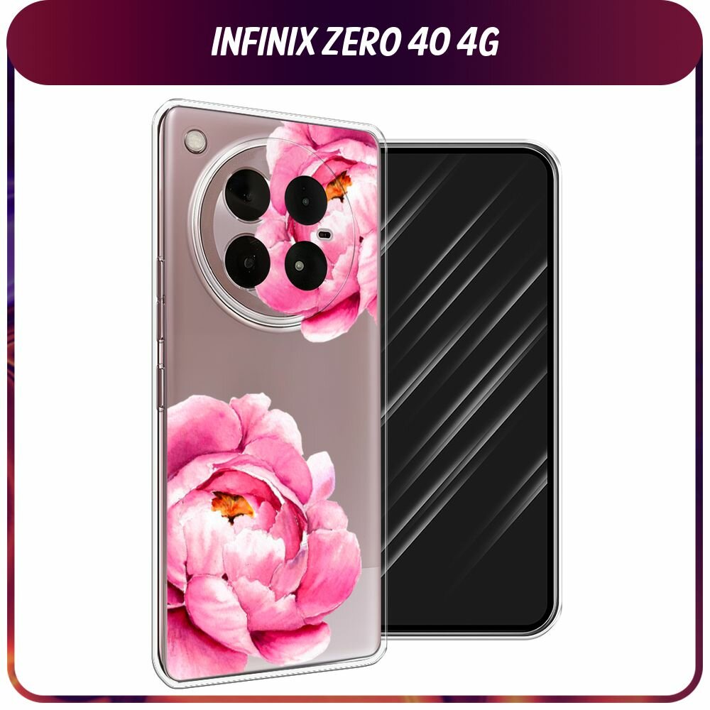 Чехол на Infinix Zero 40 4G / Инфиникс Зеро 40 4G с принтом "Open peonies", прозрачный