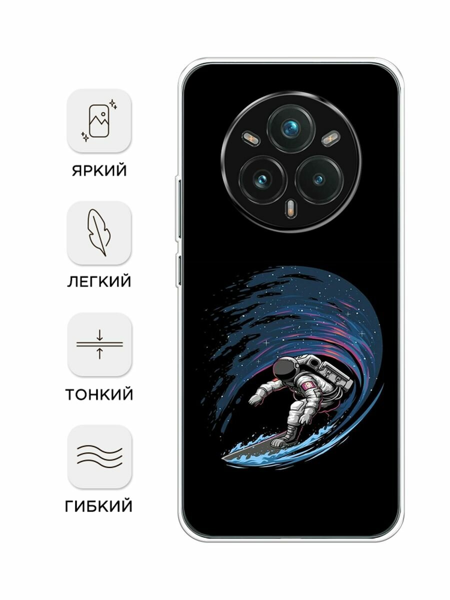 Чехол на Realme 14 Pro / Реалми 14 Про с принтом "Космонавт на серфе" — фото 1