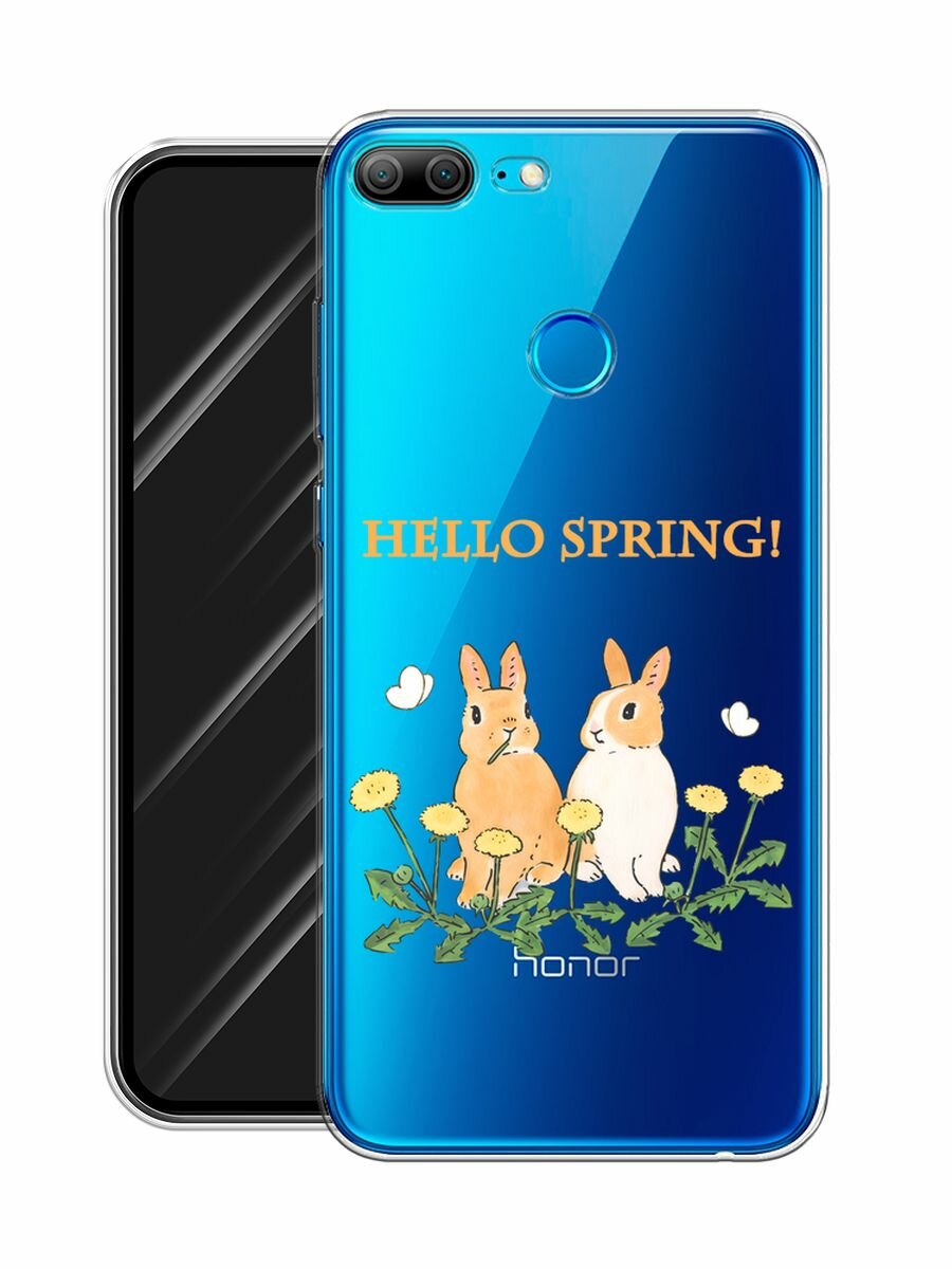 Чехол на Honor 9 Lite / Хонор 9 Лайт с принтом "Весенние кролики", прозрачный — фото 1