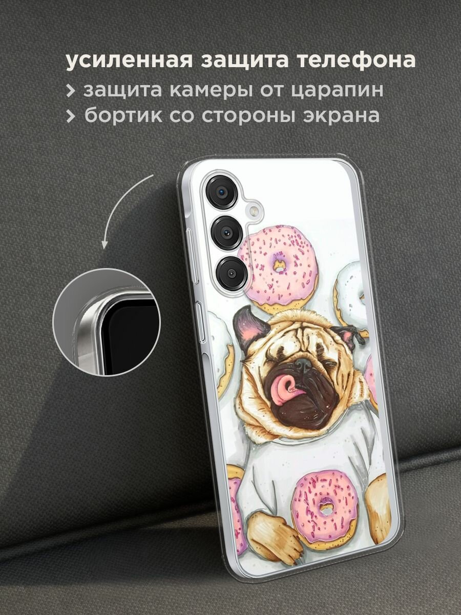 Чехол на Samsung Galaxy A16 / Самсунг А16 с принтом "Счастливый мопс" — фото 1