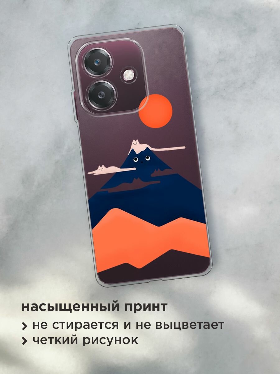 Чехол на Oppo A3/A3x / Оппо А3/A3x с принтом "Кот-гора", прозрачный — фото 1