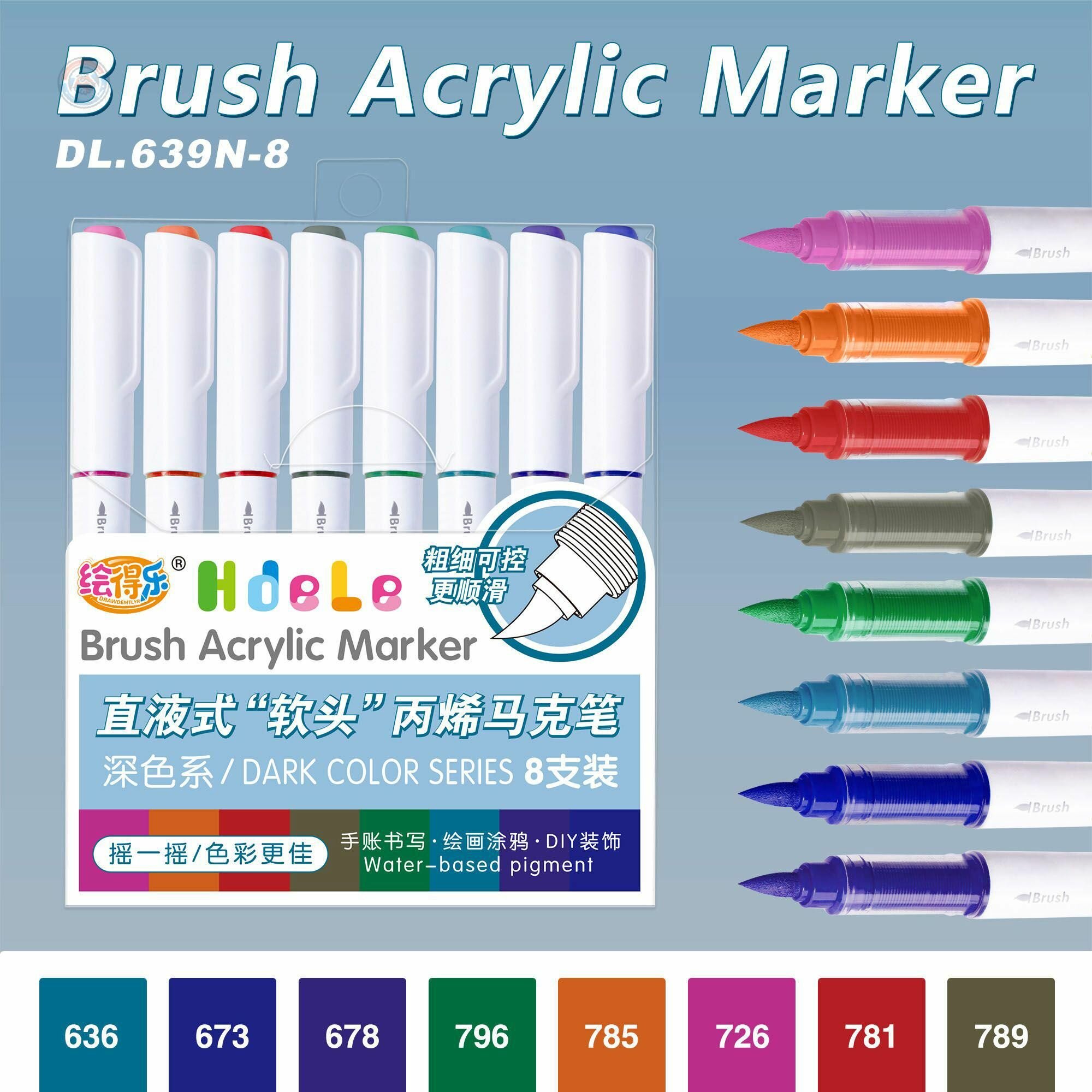 Набор маркеров для рисования и каллиграфии с кистевидным наконечником, акриловые чернила, 8/24/120 цветов, универсальное применение на бумаге, холсте, дереве, пластике, металле