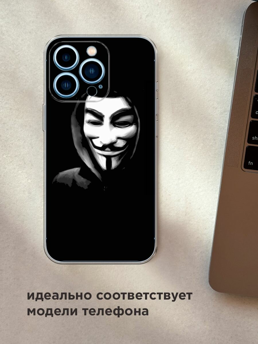 Чехол на Apple iPhone 13 Pro / Айфон 13 Про с принтом "Анонимус" — фото 1