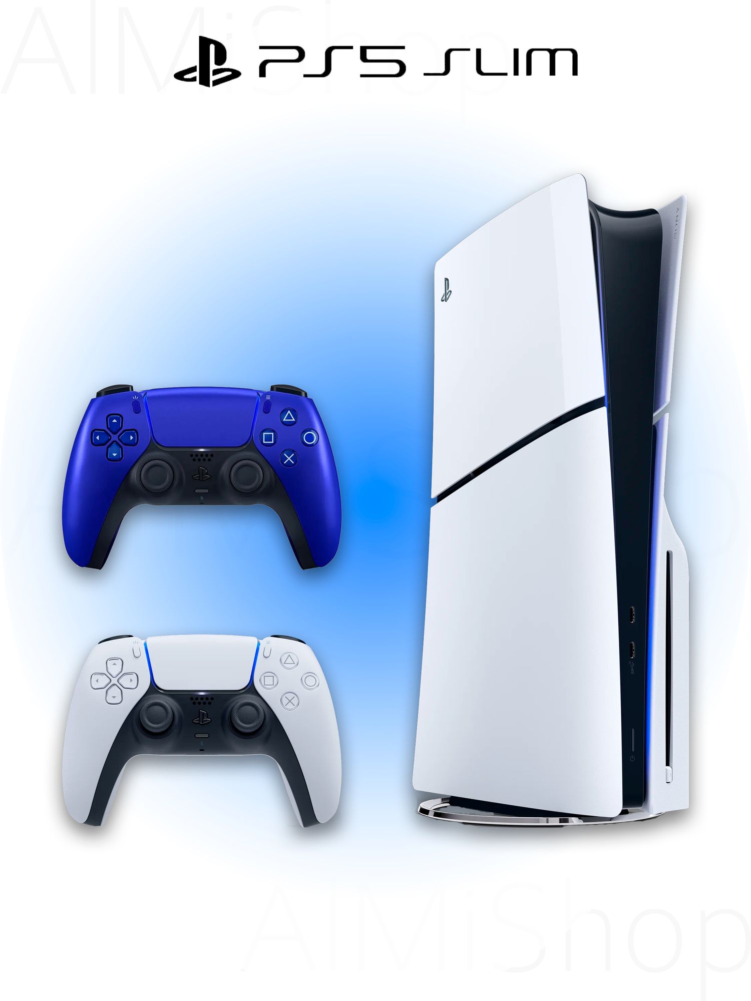 Игровая приставка Sony PlayStation 5 slim (версия с дисководом) + 2-й геймпад (синий, Cobalt Blue)