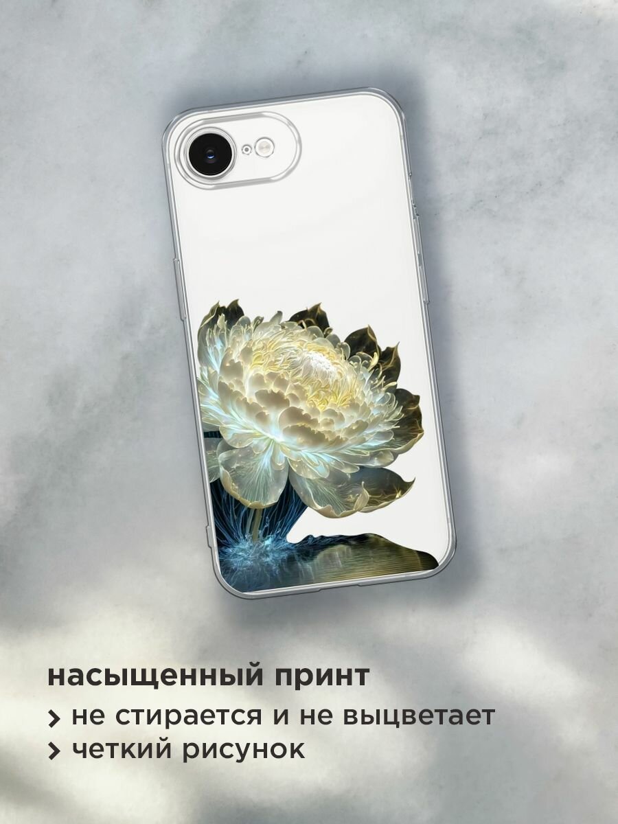 Чехол на Apple iPhone 16e/17e / Айфон 16е/17e с принтом "Китайский лотос", прозрачный — фото 1