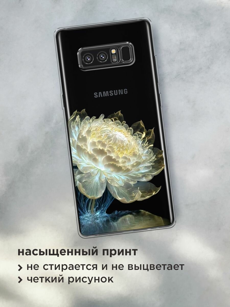 Чехол на Samsung Galaxy Note 8 / Самсунг Галакси Нот 8 с принтом "Китайский лотос", прозрачный — фото 1