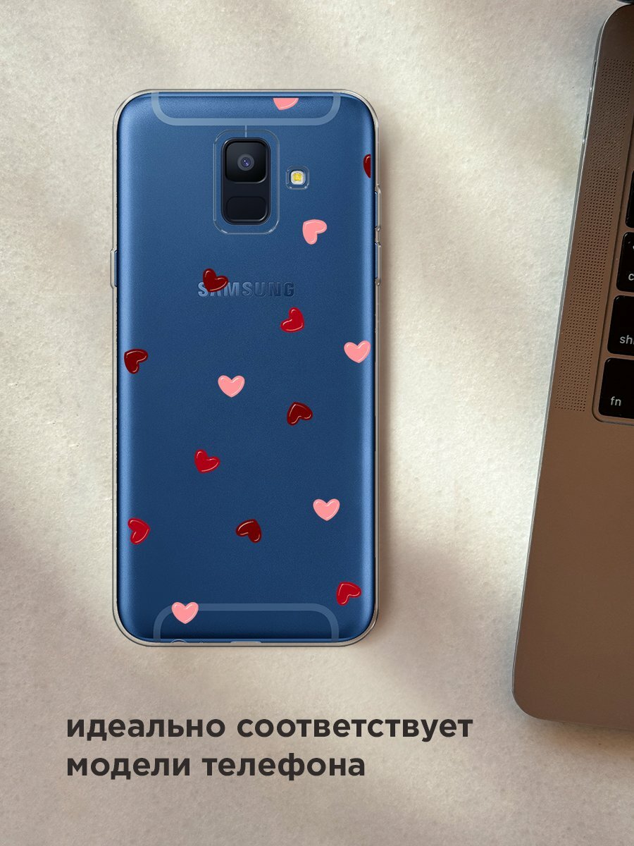 Чехол на Samsung Galaxy A6 / Самсунг Галакси А6 с принтом "Бордовые сердечки 2" — фото 1