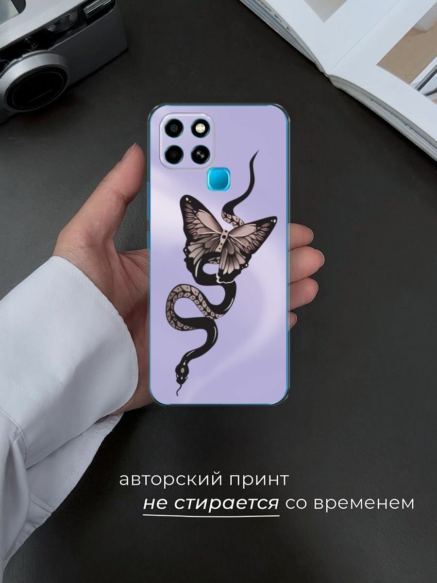 Чехол на Infinix Smart 6 / Инфиникс Смарт 6 с принтом "Змеебабочка 1" — фото 1