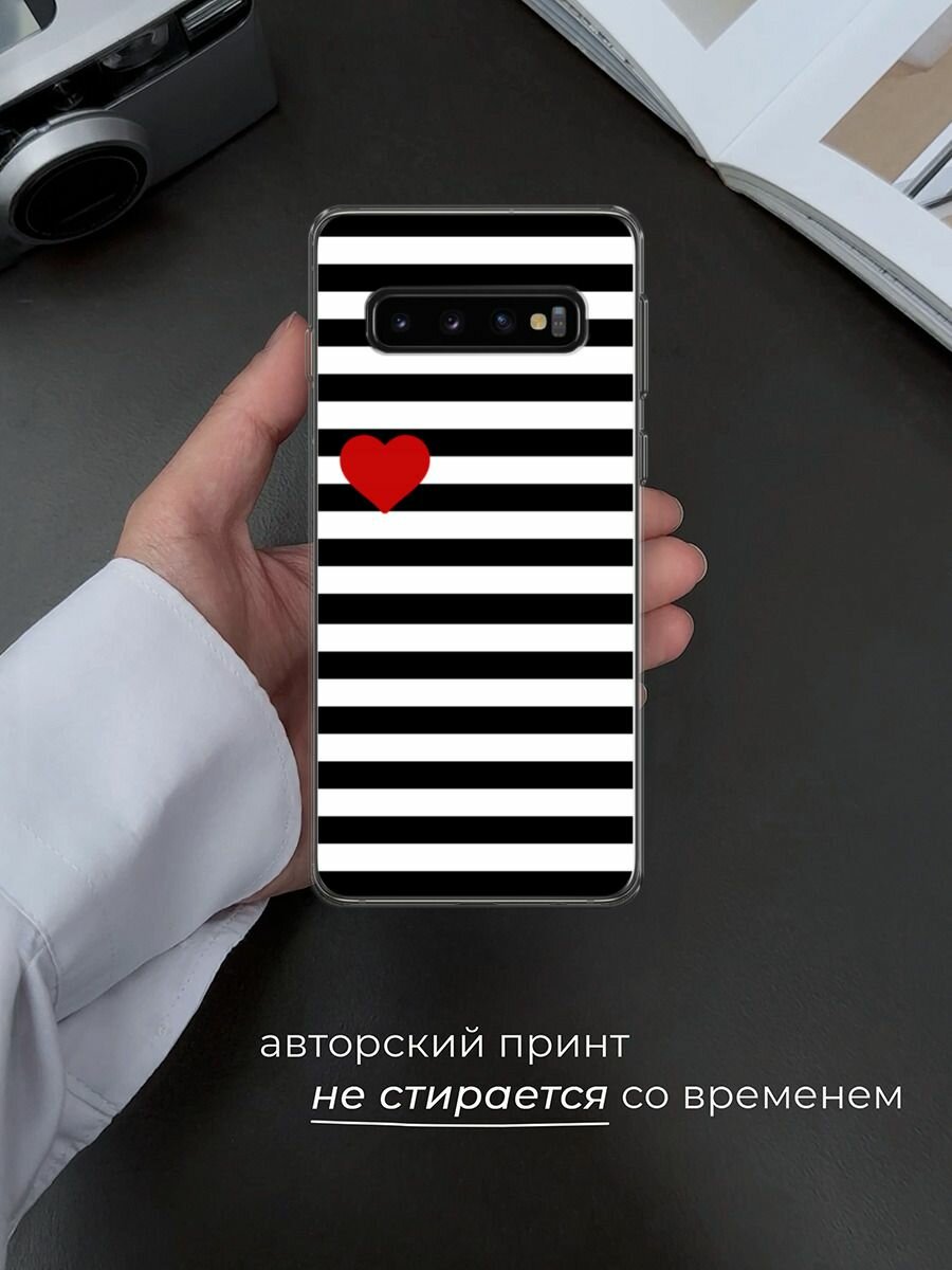 Чехол на Samsung Galaxy S10 + / Самсунг Галакси S10 Плюс с принтом "Красное сердце" — фото 1