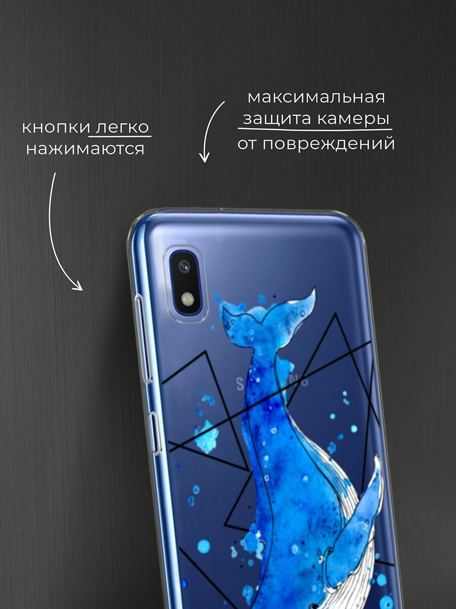 Чехол на Samsung Galaxy A10 / Самсунг Галакси А10 с принтом "Кит графика", прозрачный — фото 1