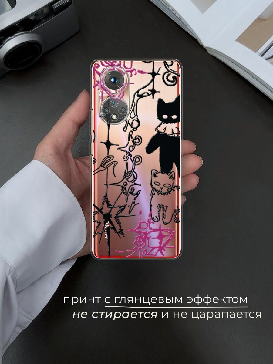 Чехол на Honor 50/Huawei Nova 9 / Хонор 50/Хуавей Нова 9 с принтом "Готические котики" — фото 1