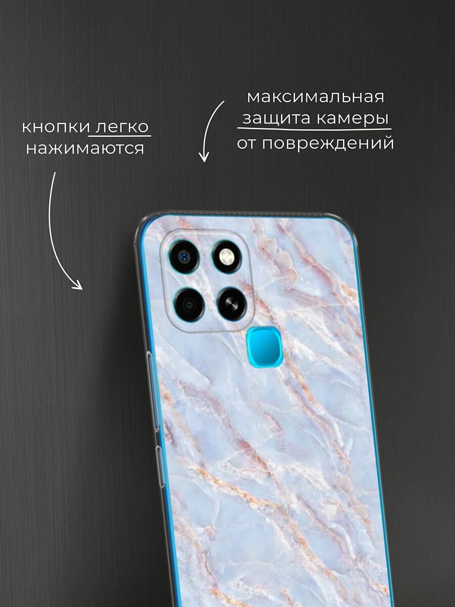 Чехол на Infinix Smart 6 / Инфиникс Смарт 6 с принтом "Сиреневый мрамор" — фото 1