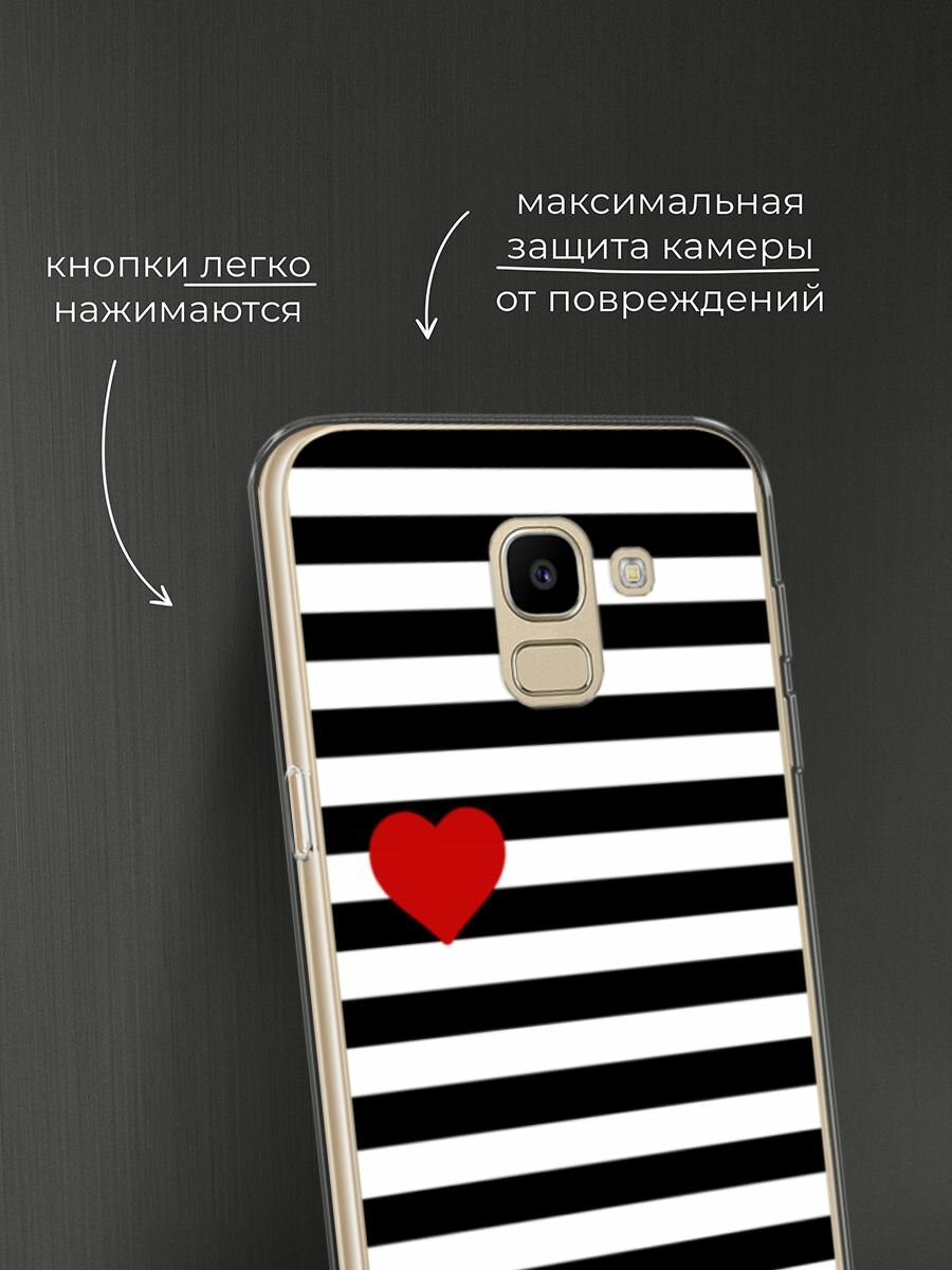 Чехол на Samsung Galaxy J6 2018 / Самсунг Галакси Джей 6 2018 с принтом "Красное сердце" — фото 1