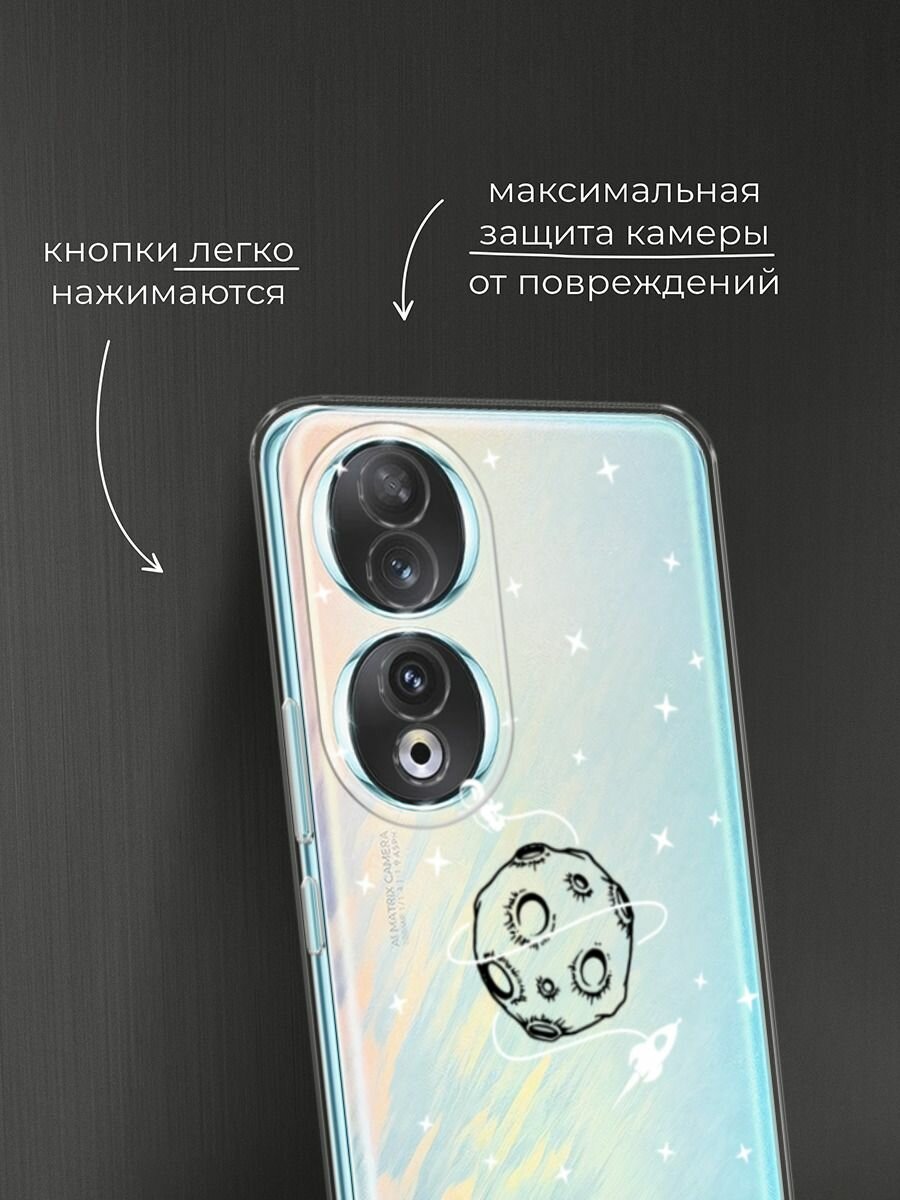 Чехол на Honor 90 / Хонор 90 с принтом "Полет вокруг луны", прозрачный — фото 1