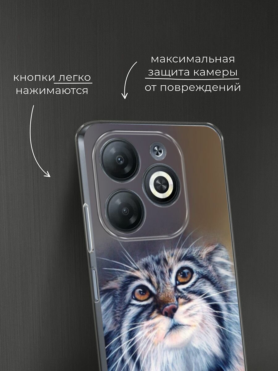 Чехол на Infinix Smart 8/8 HD/HOT 40i / Инфиникс Смарт 8/8 HD/HOT 40i с принтом "Кот манул 2" — фото 1
